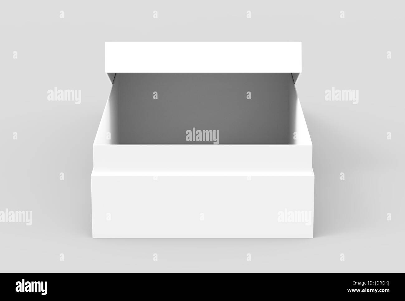 white 3d rendering blank rectangular open box with box separate lid ...