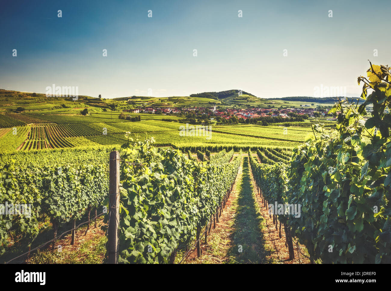 Countryside landscape with a historic village, traditional houses and ...