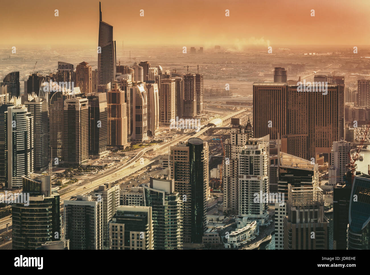 Scenic panoramic view of modern city architecture. Aerial skyline of ...