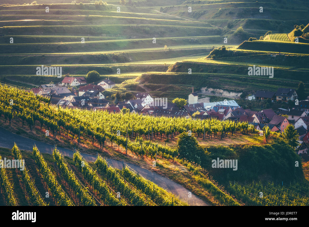 Amazing countryside landscape with a historic village, traditional ...
