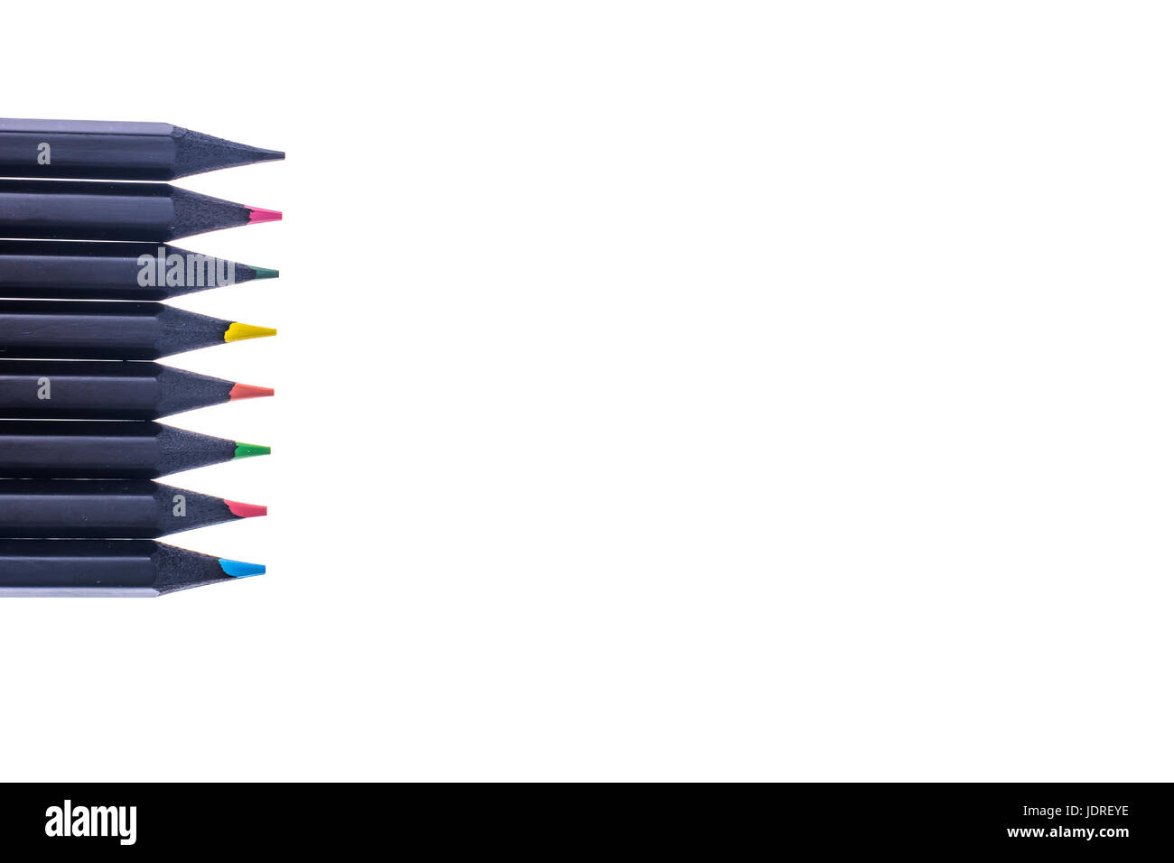 Set of beautiful black colored pencils on White background. Studio ...