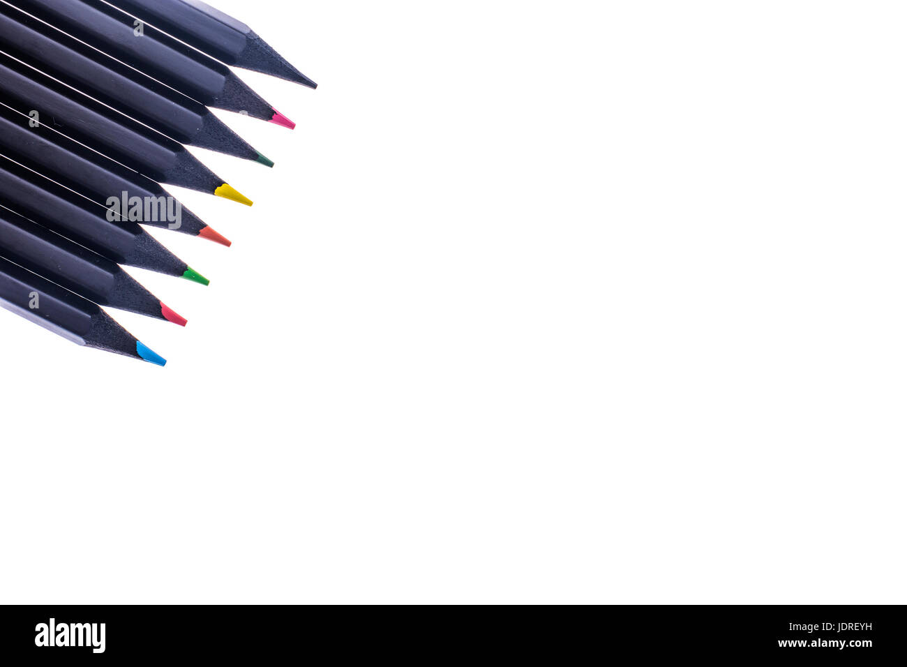 Set of beautiful black colored pencils on White background. Studio ...