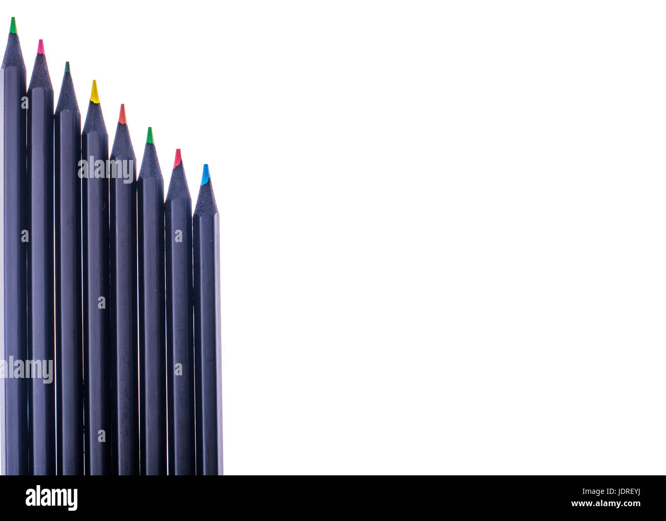 Set of beautiful black colored pencils on White background. Studio ...