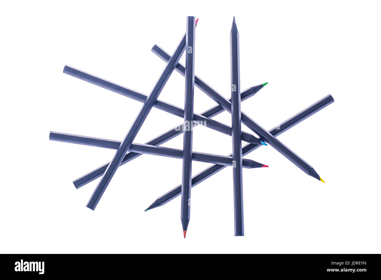 Set of beautiful black colored pencils on White background. Studio ...