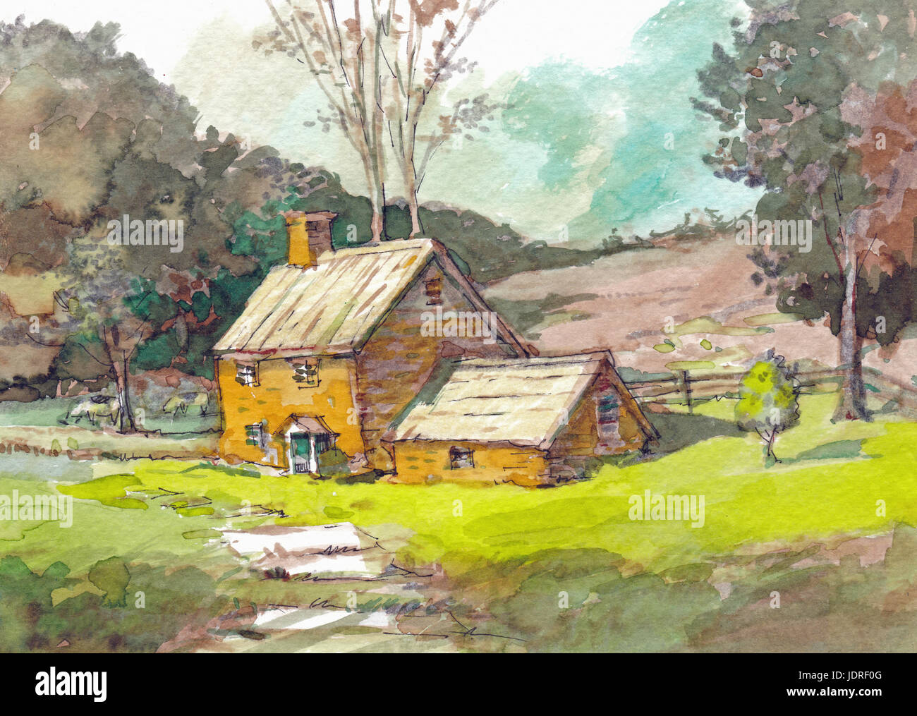 Old Vintage English Countryside Cottage Stock Photo - Alamy