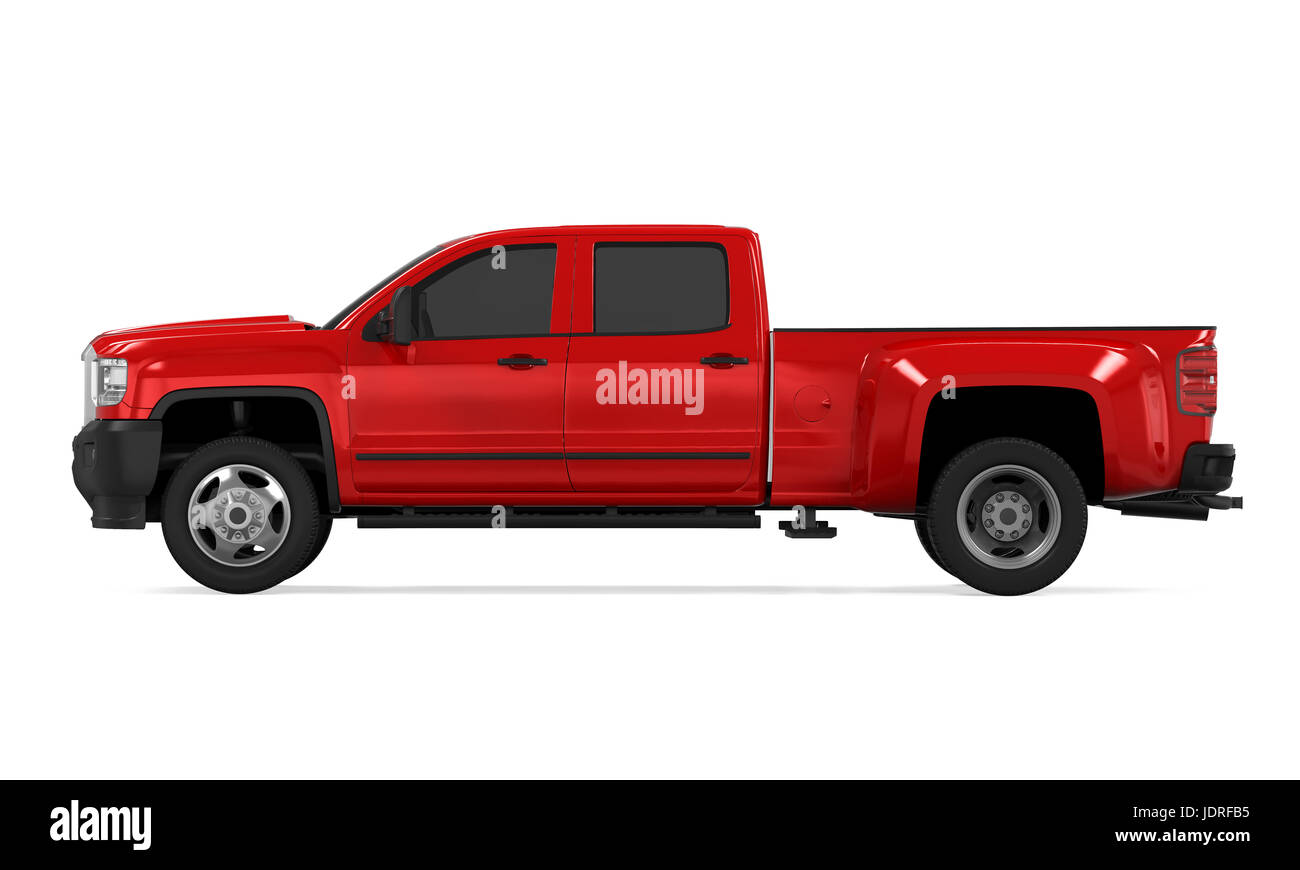 Side view of red pickup truck Cut Out Stock Images & Pictures - Alamy
