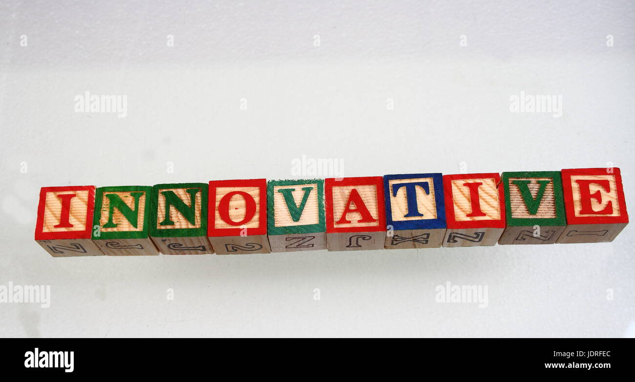 The term innovative displayed visually on a white background using ...