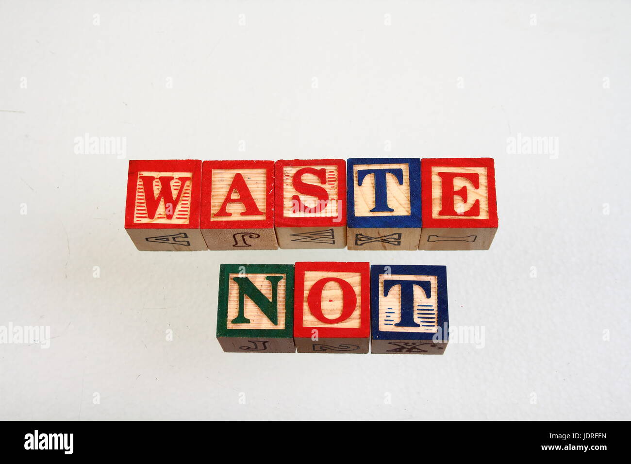 The term waste not displayed visually on a white background using ...