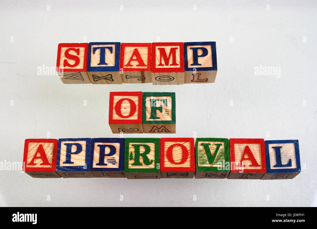 The term stamp of approval displayed visually on a white background ...