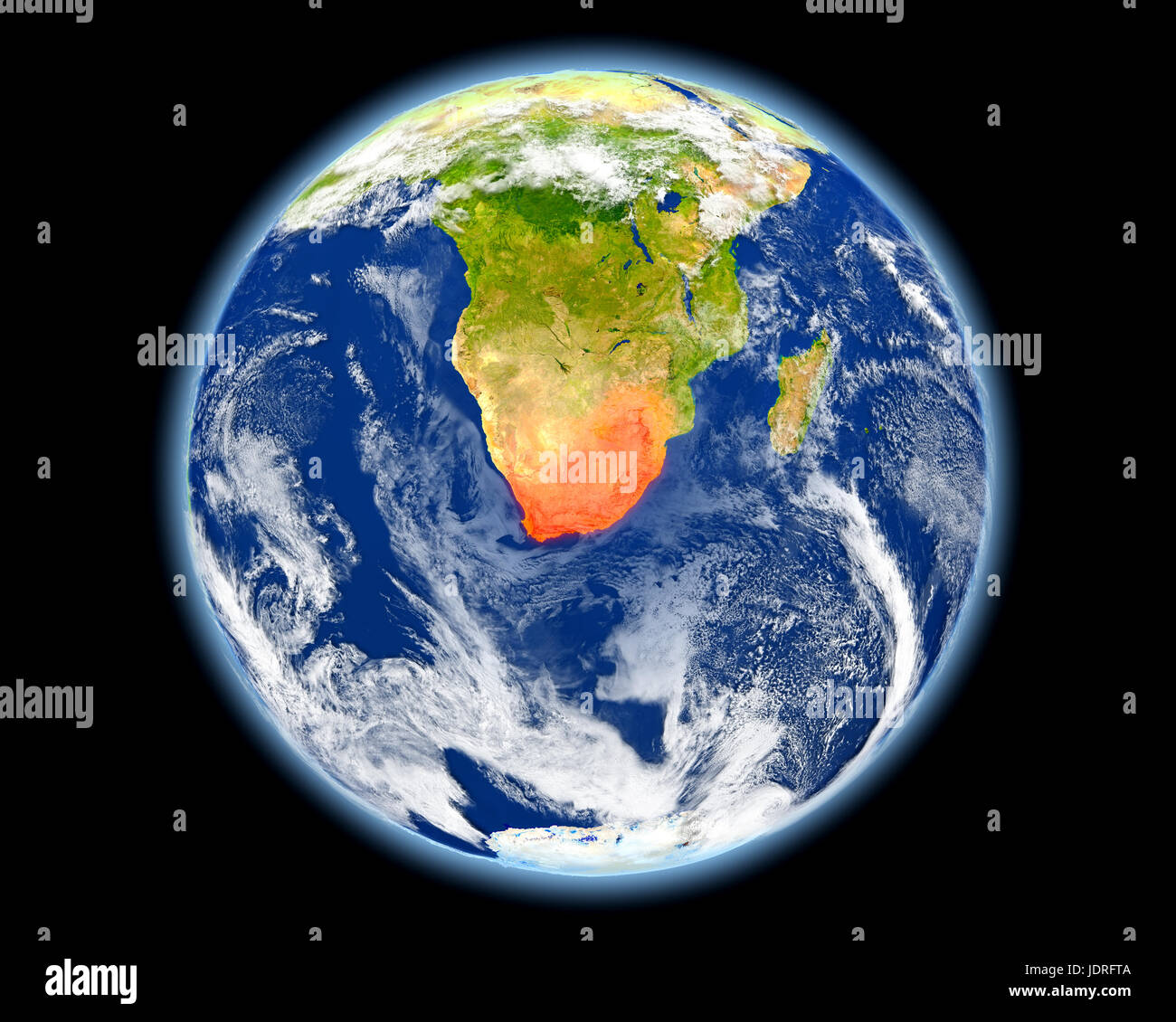 South Africa on planet Earth. 3D illustration with detailed planet ...