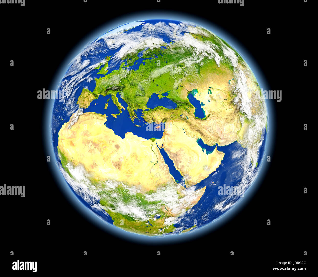 Cyprus on planet Earth. 3D illustration with detailed planet surface ...