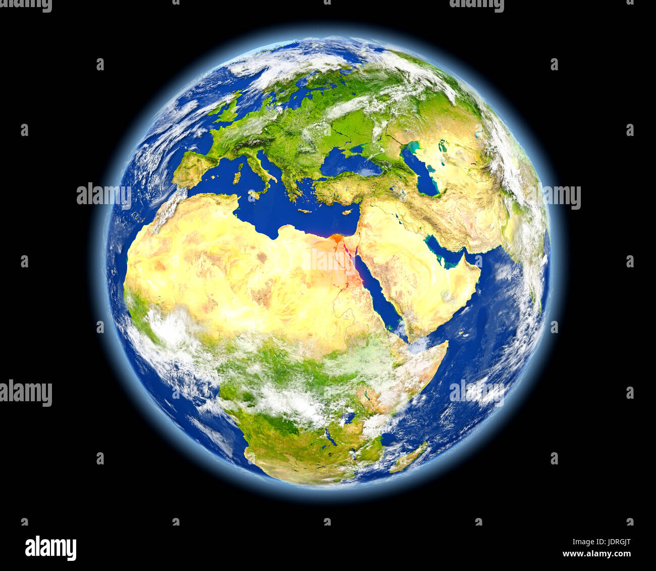 Egypt on planet Earth. 3D illustration with detailed planet surface ...