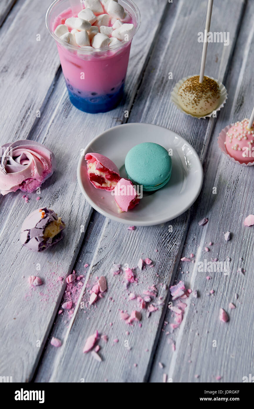 Beautiful sweets pastel shades on a beautiful wooden background ...