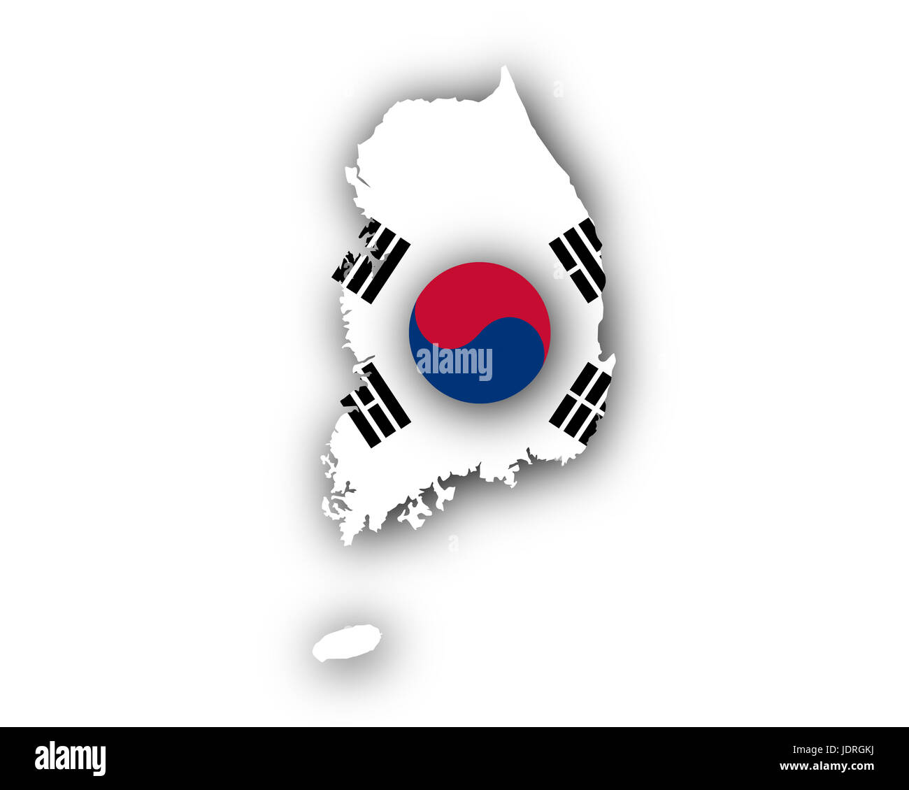 Map and flag of South Korea Stock Photo - Alamy