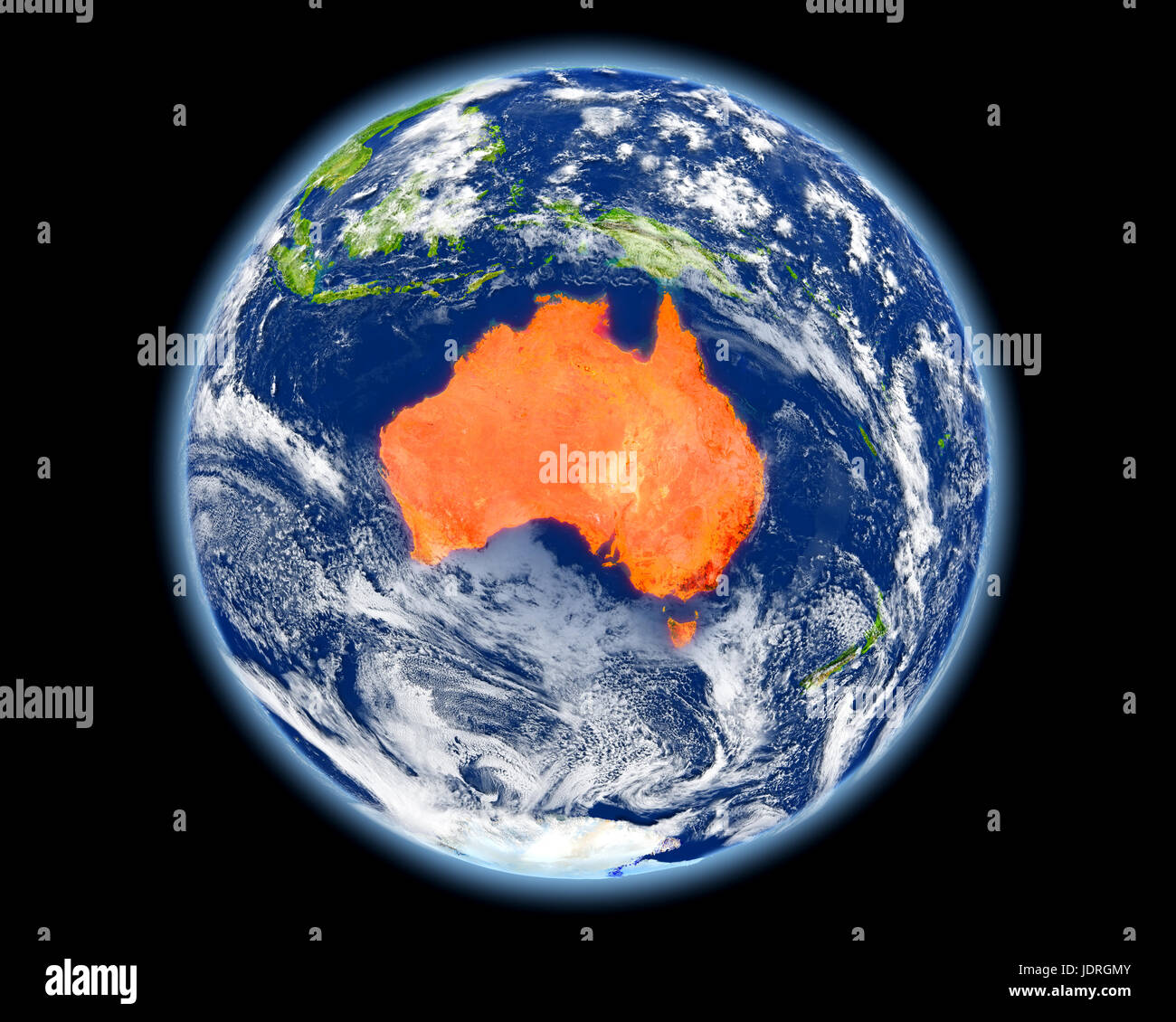 Australia on planet Earth. 3D illustration with detailed planet surface ...