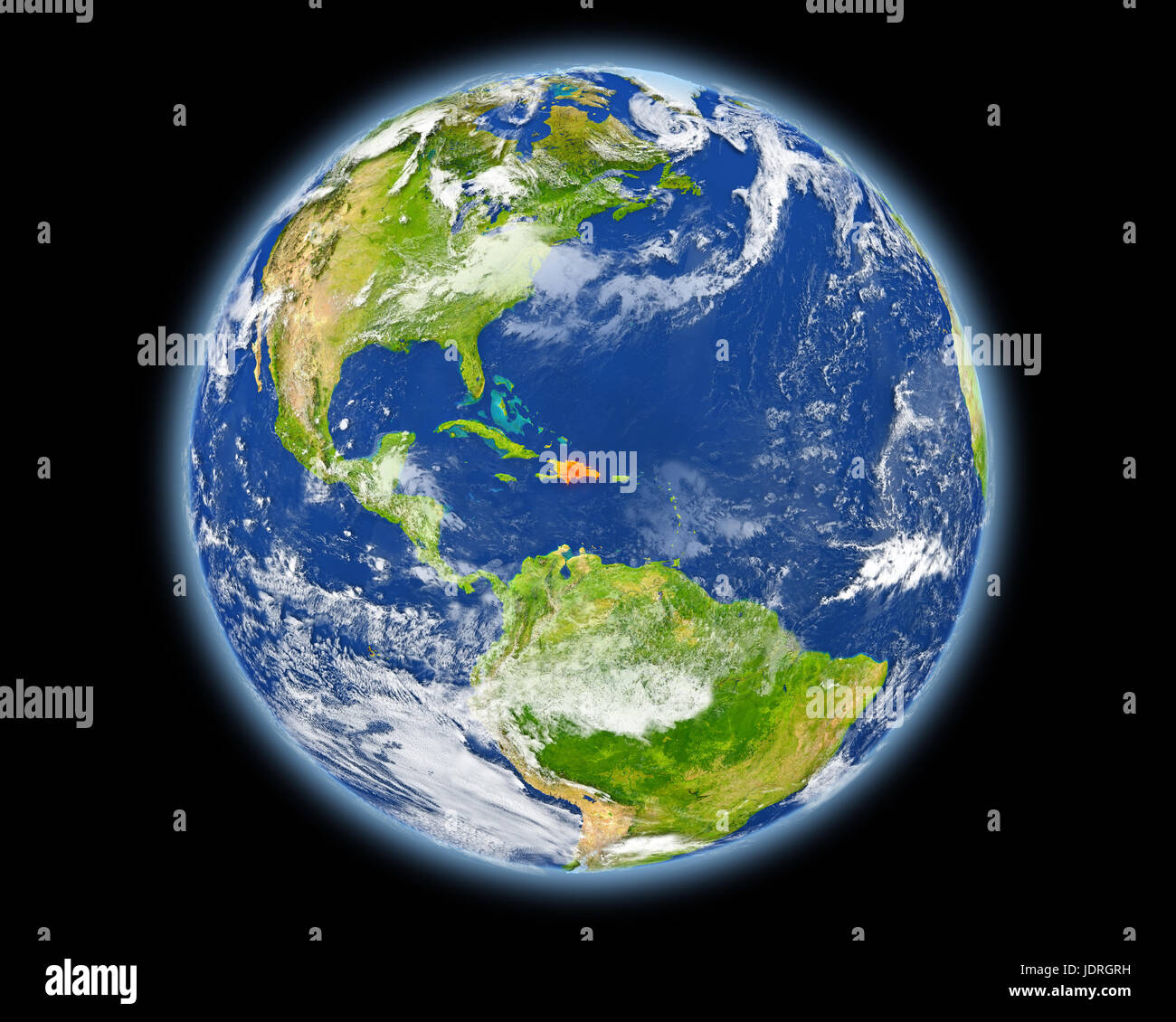 Dominican Republic on planet Earth. 3D illustration with detailed ...