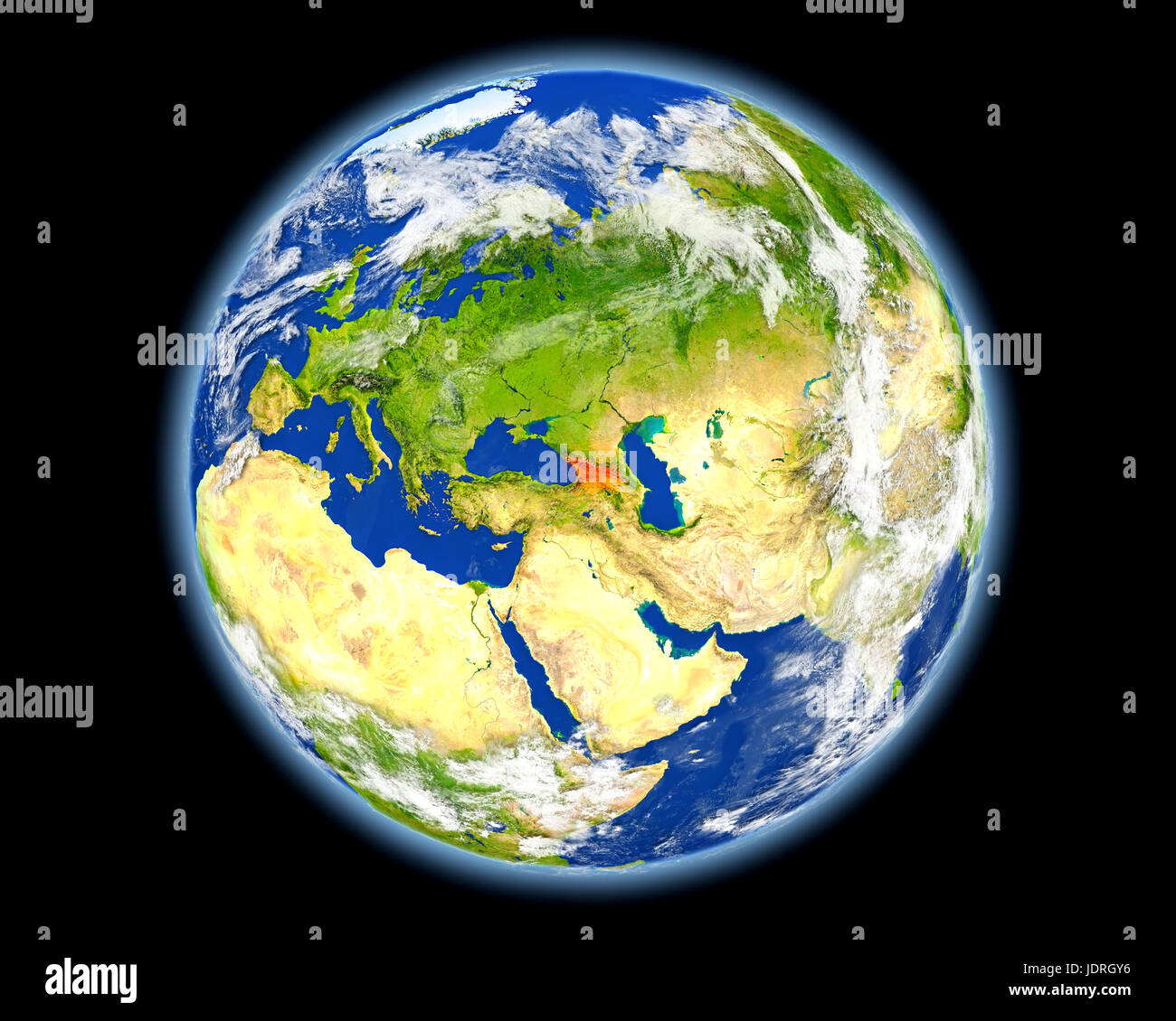 Georgia on planet Earth. 3D illustration with detailed planet surface ...