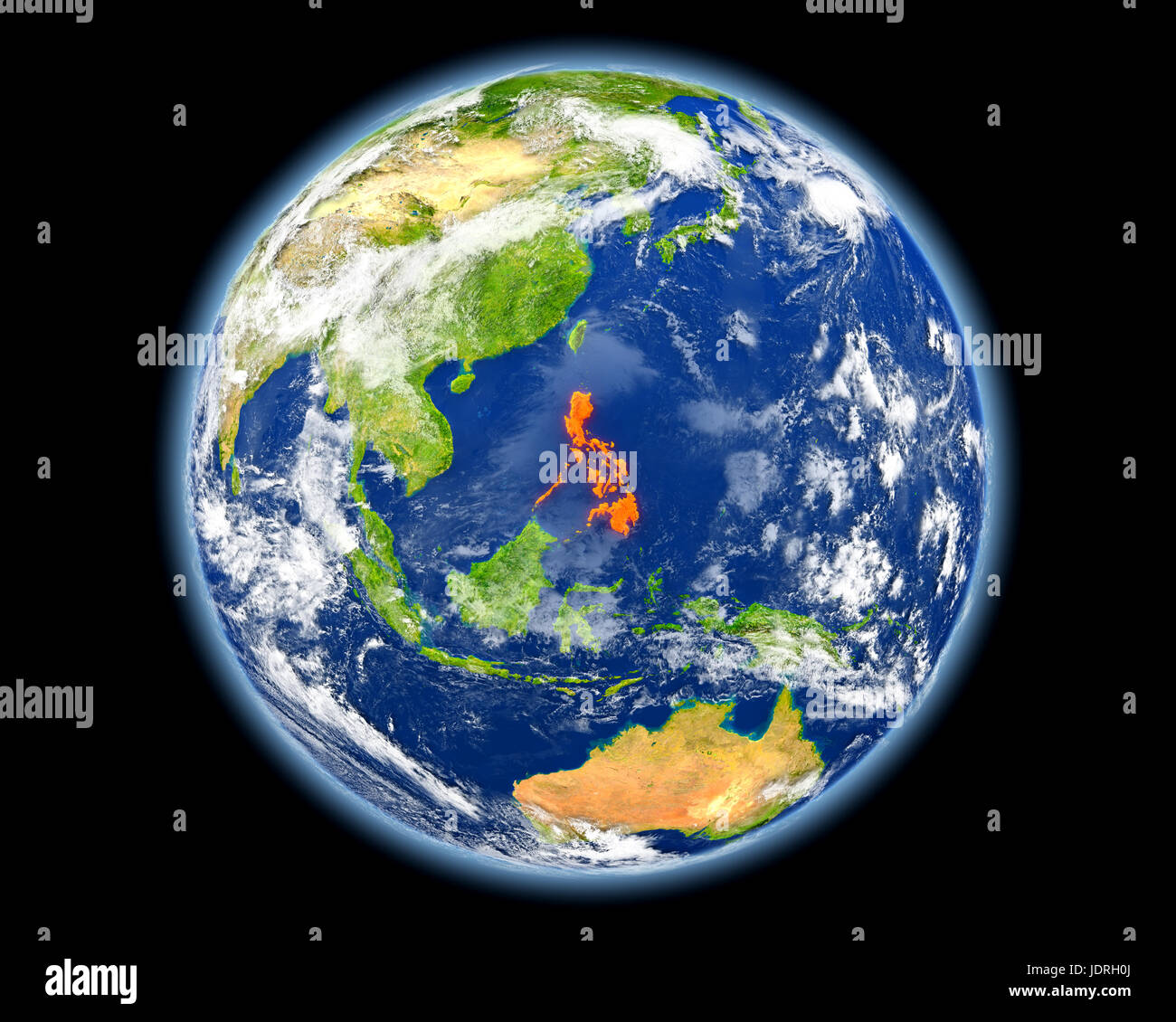 Philippines on planet Earth. 3D illustration with detailed planet ...