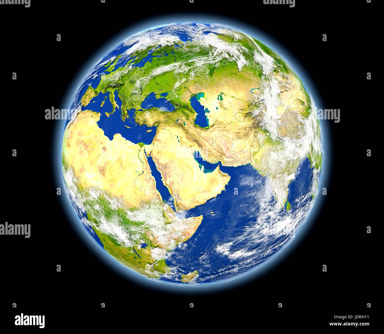 Kuwait on planet Earth. 3D illustration with detailed planet surface ...