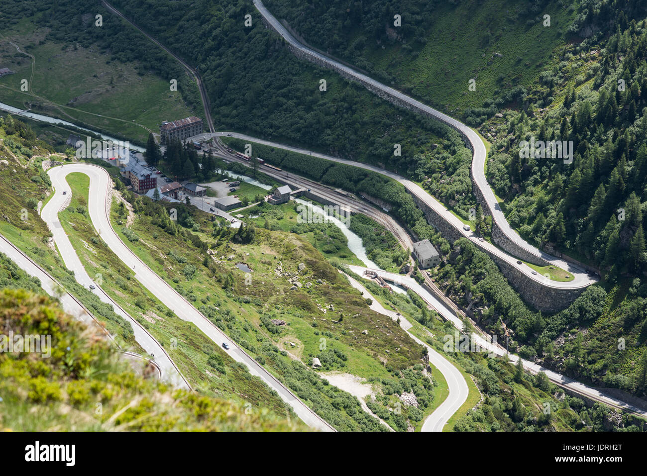 Gletsch switzerland connection Furkapass and Grimselpass Stock Photo ...