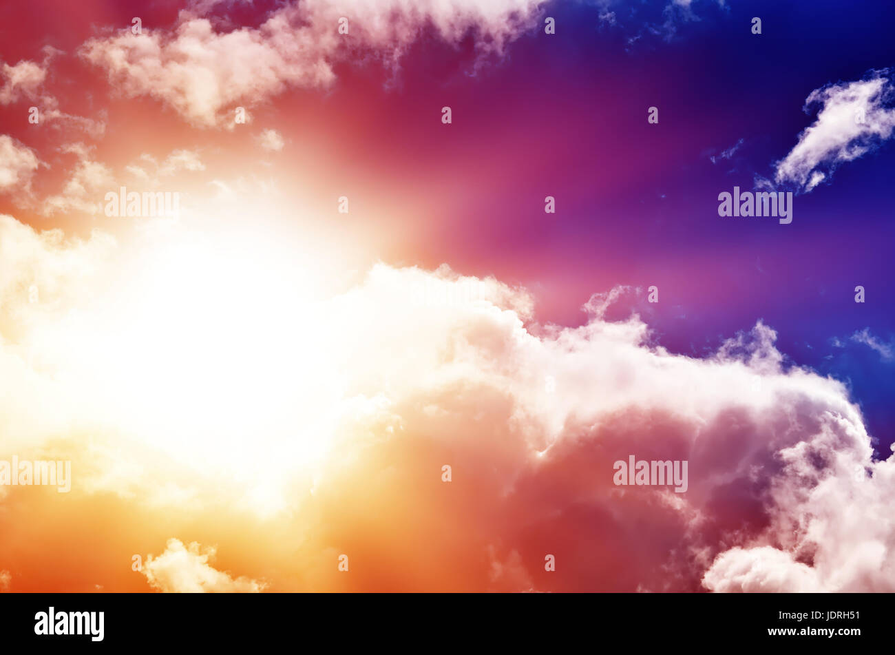 Beautiful Multicolored Sky with Clouds and Sunlight Stock Photo - Alamy