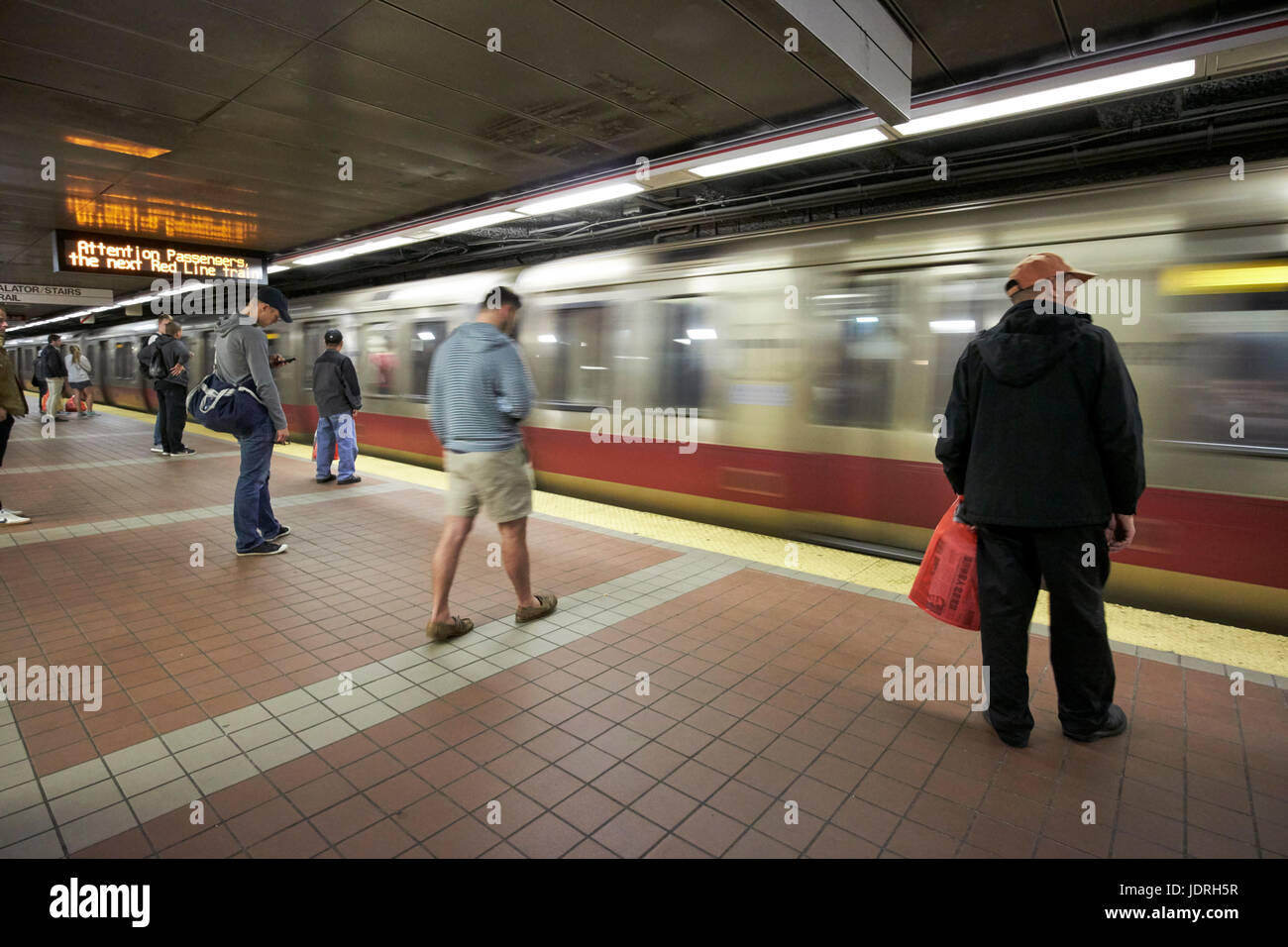 Boston subway 'the t' red line station south station USA Stock Photo ...