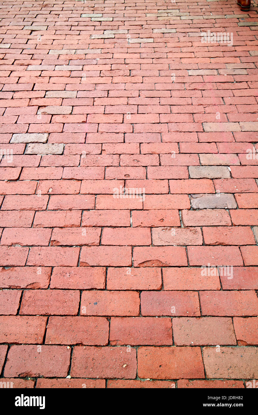 traditional red brick pavement sidewalk in downtown historic district ...