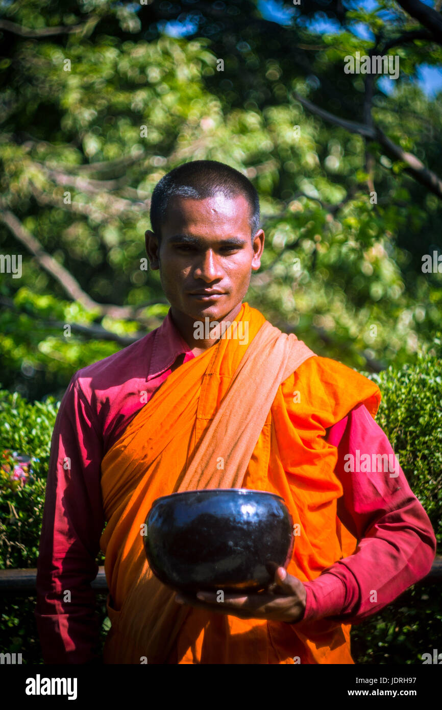 A Buddhist Monk at standing still at Swayambhu, Kathmandu, Nepal Stock ...