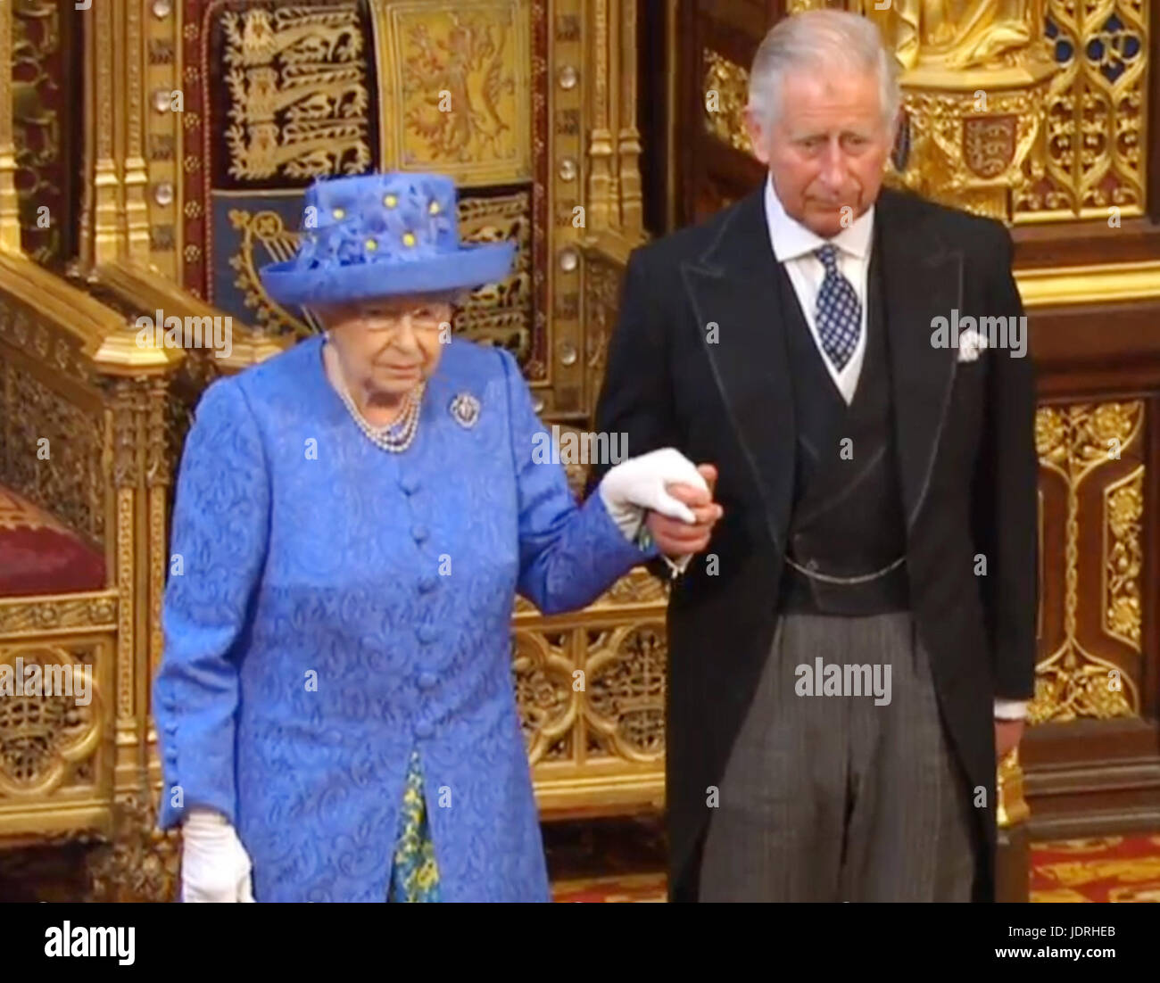 The Prince of Wales and Queen Elizabeth II during Queen's Speech in the ...