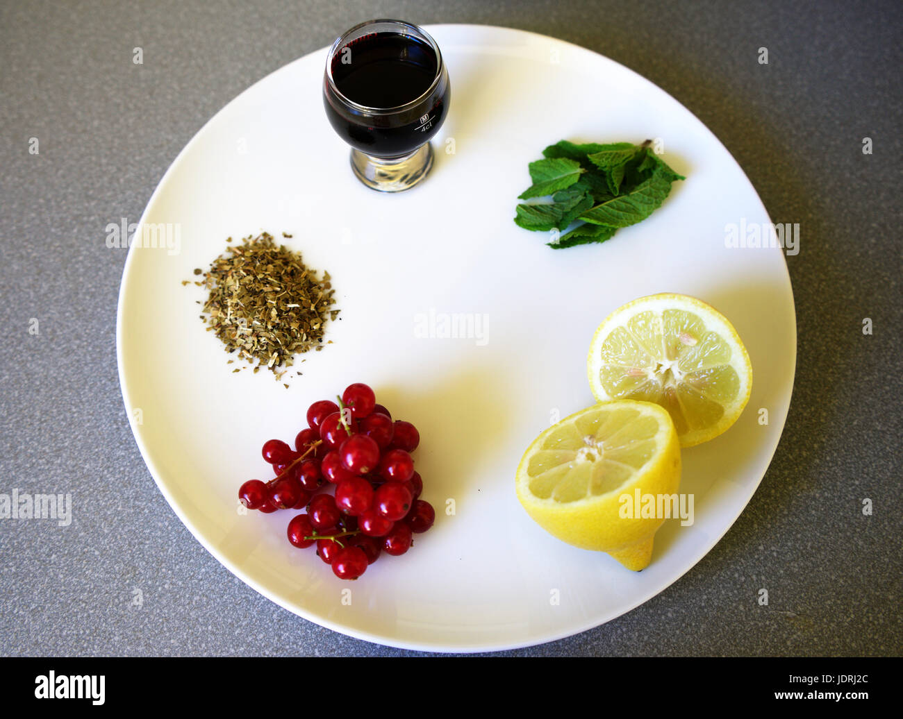 Selection of colourful healthy food on a white plate Stock Photo - Alamy