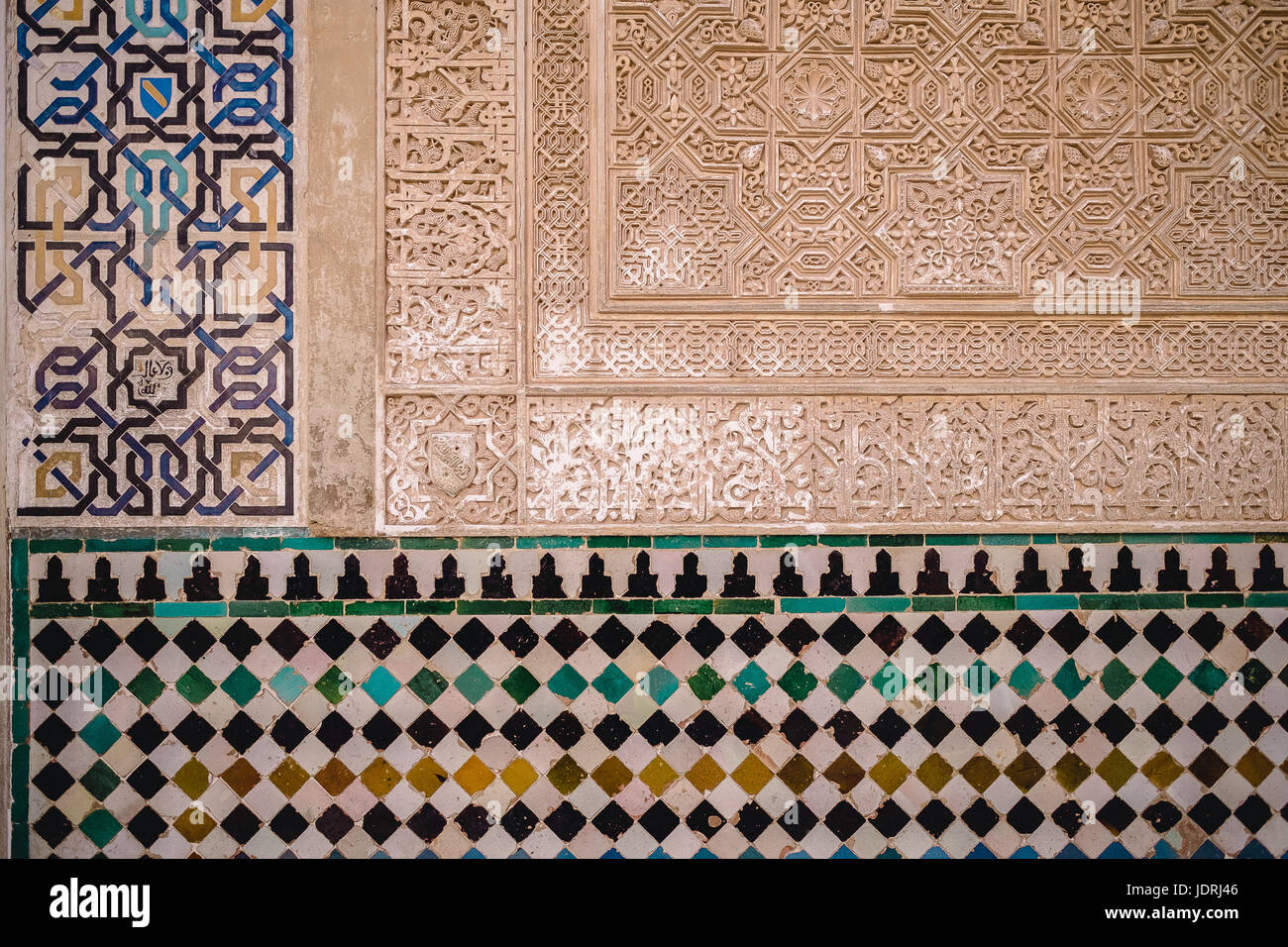 colourful tessellation at the Royal Complex, Alhambra, Granada ...