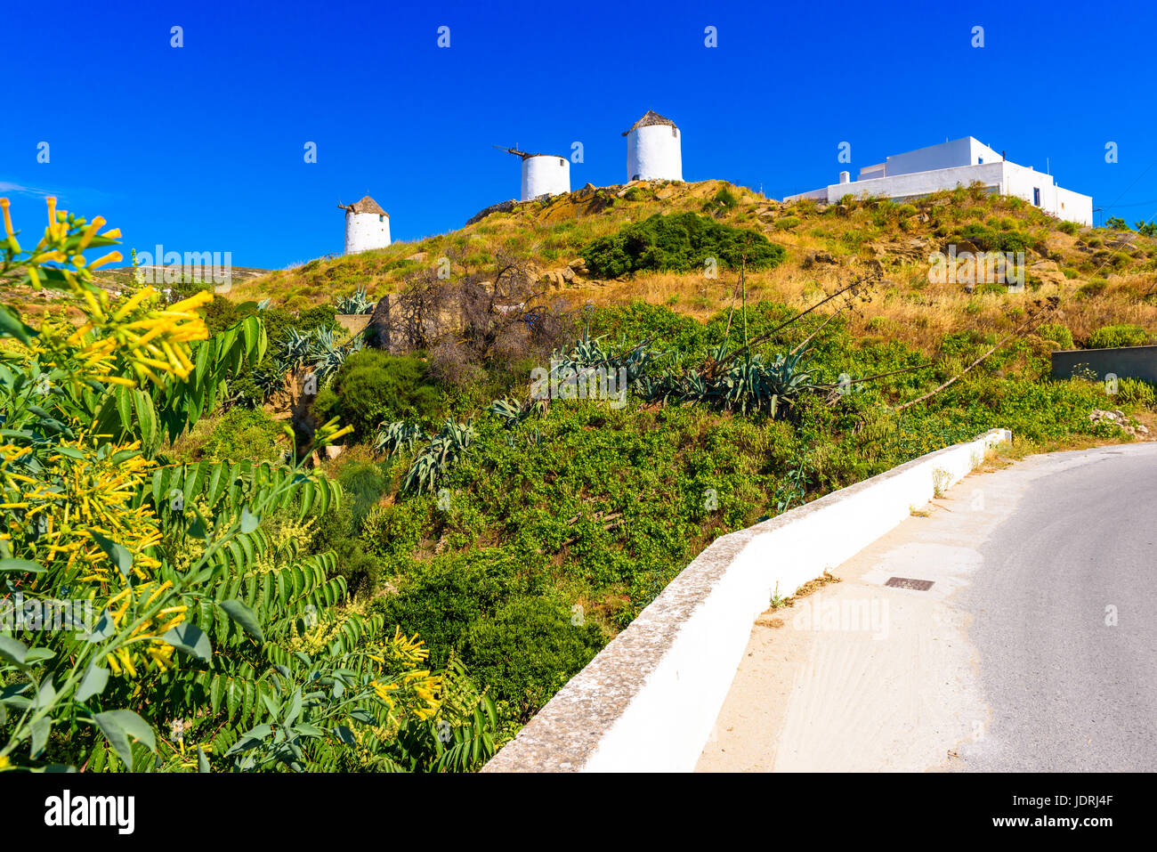 Traditional windmills in Tripodes also known as Vivlos, one of the ...