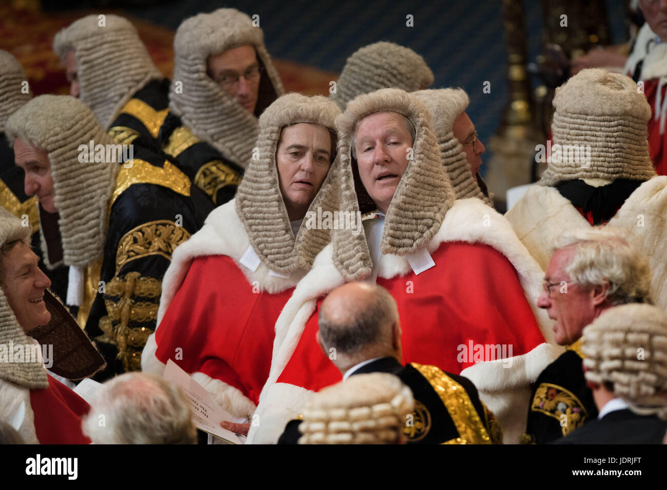 Judges wait for the arrival of Her Majesty The Queen to present the ...