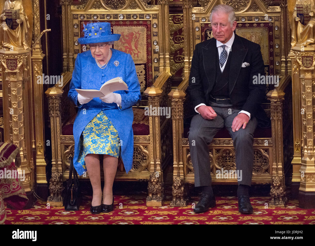 Queen Elizabeth II and the Prince of Wales in the House of Lords for ...
