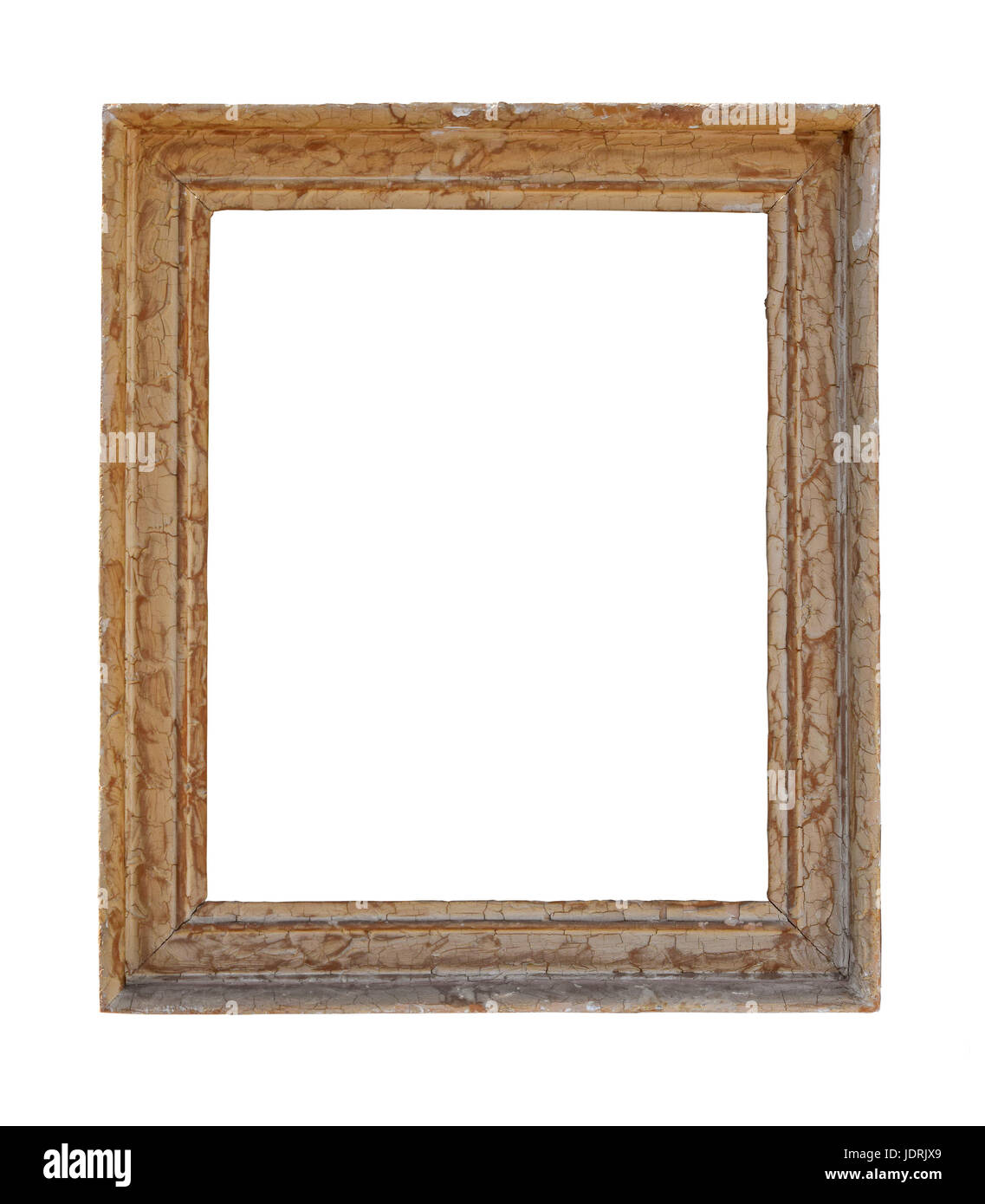 Vintage old antique pastel beige and brown painted rectangular picture ...