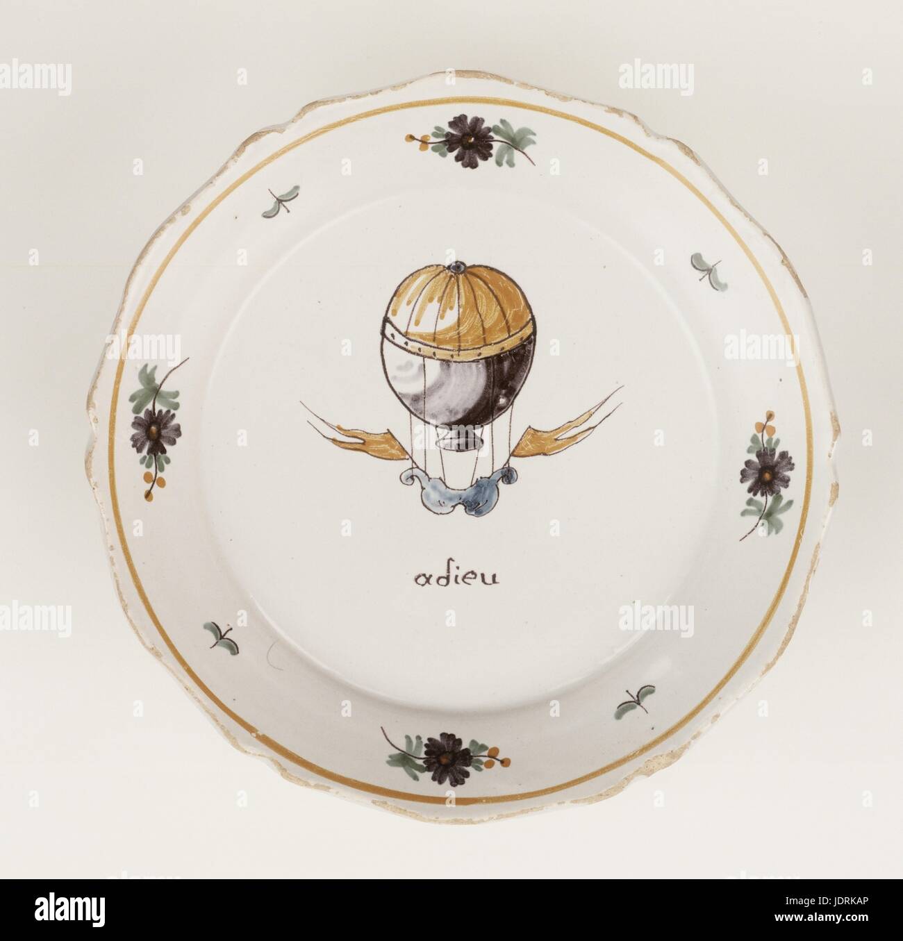 Polychrome faience plate with curved edging, Nevers Charles and Roberts ...