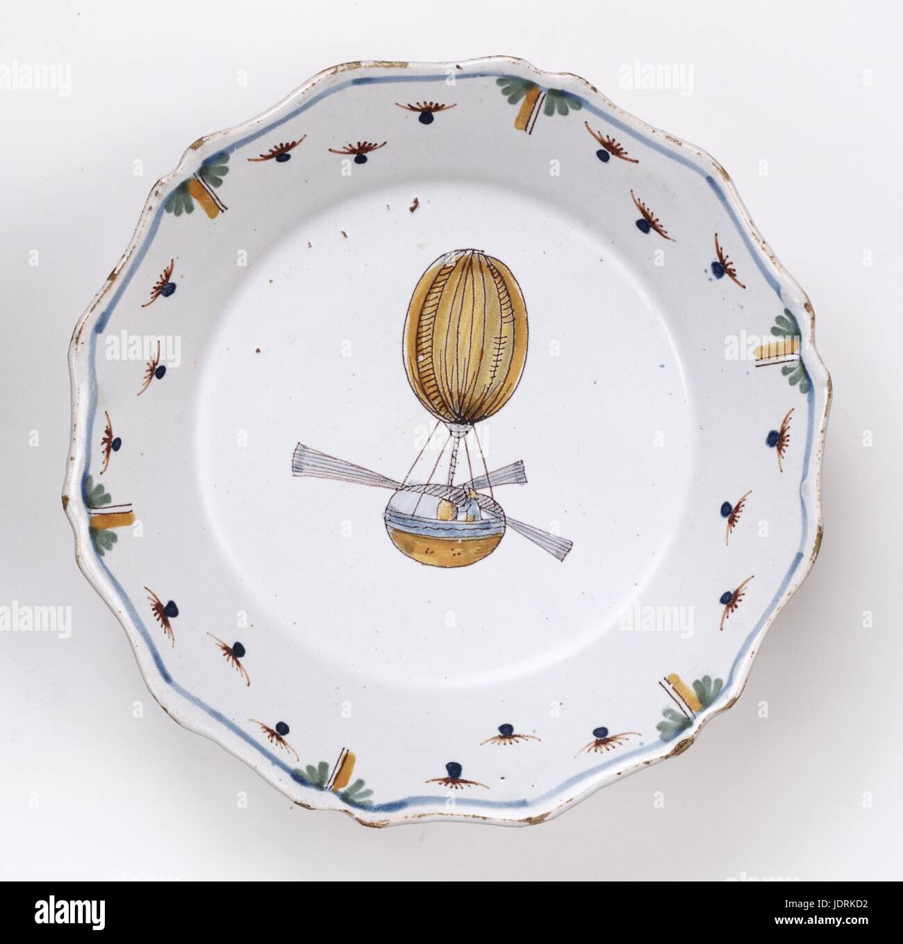 Made in Nevers Blainville engineer's balloon Polychrome faience with ...