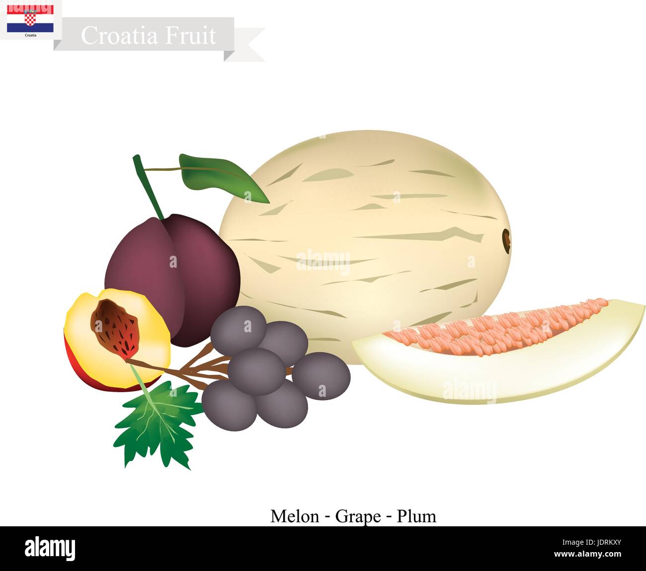 Croatia Fruit, Ripe and Sweet Melon, Grapes and Plum. The Most Famous ...