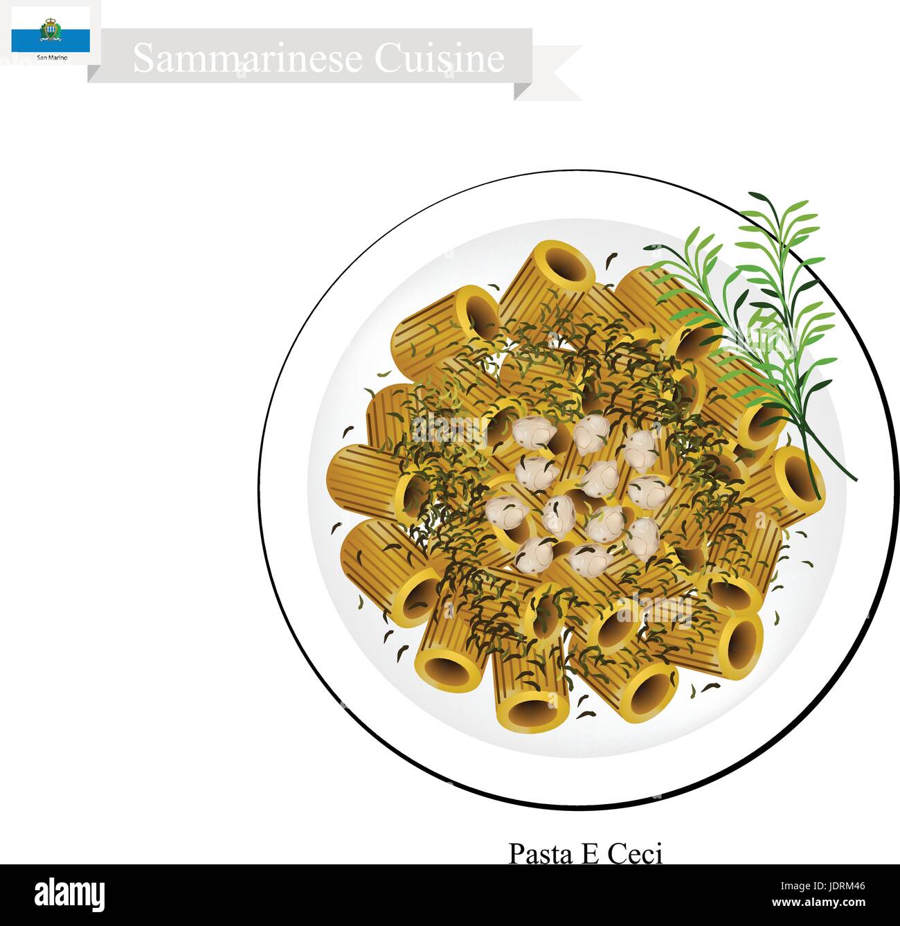 Sammarinese Cuisine, Pasta E Ceci or Macaroni Pasta with Chickpeas Soup ...