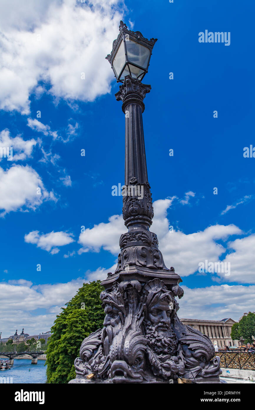 Light post at Pont Neuf in Paris, France Stock Photo - Alamy