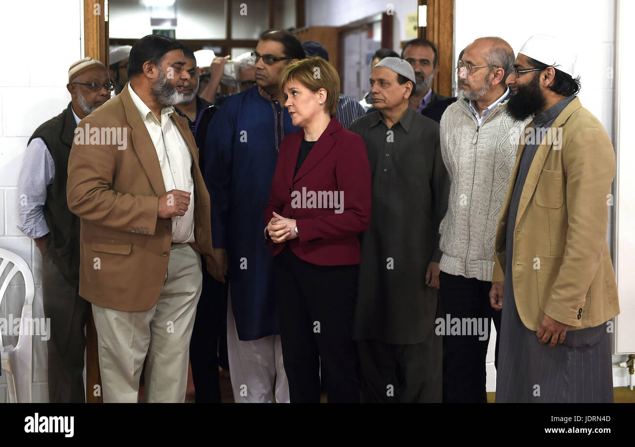 Scotland's First Minister Nicola Sturgeon meets worshippers during a ...