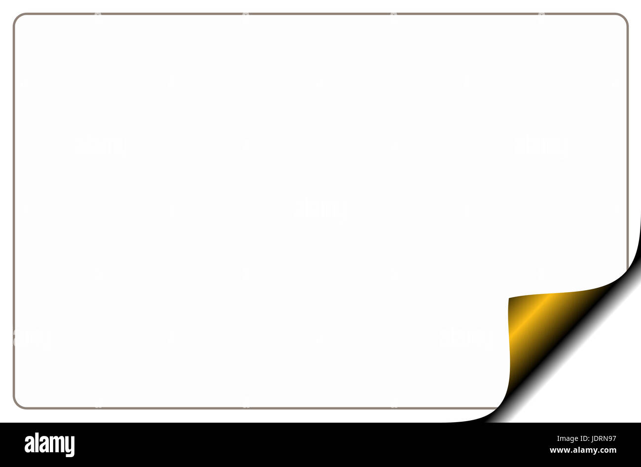 blank white page frame with a golden bend raster image Stock Photo - Alamy
