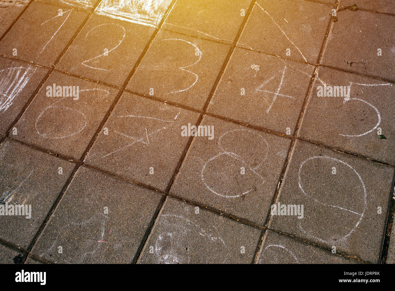 Numbers on the pavement handwritten by a preschool child Stock Photo ...