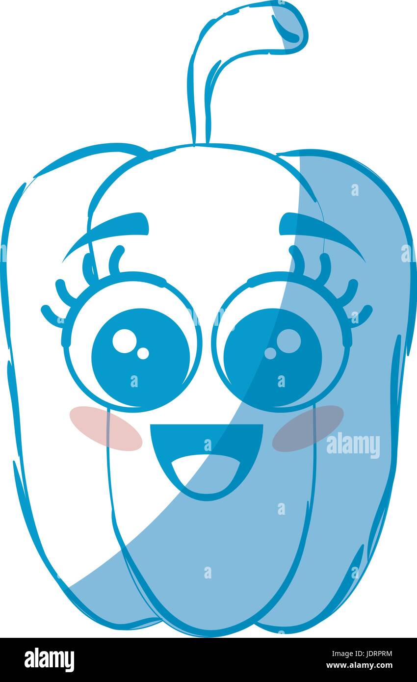 pepper vegetable with cartoon face icon over white background vector ...