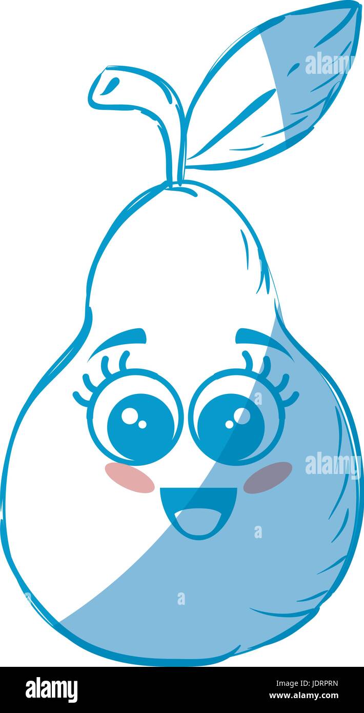 pear fruit with cartoon face icon over white background vector ...