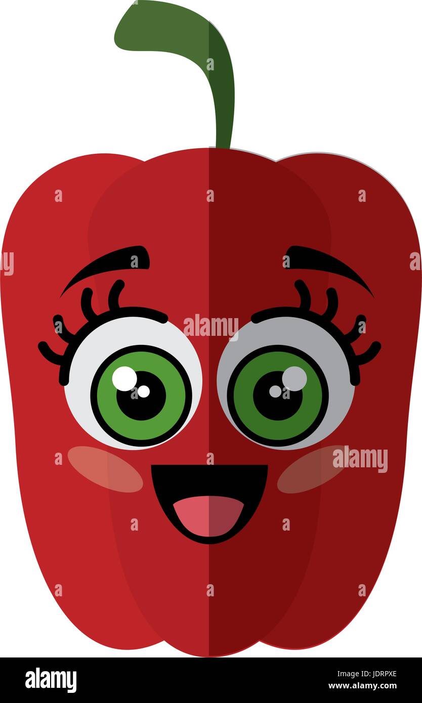pepper vegetable with cartoon face icon over white background vector ...