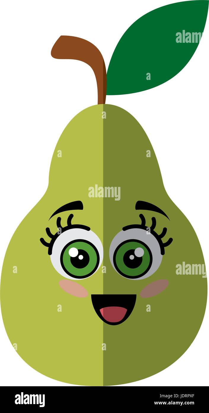 pear fruit with cartoon face icon over white background vector ...