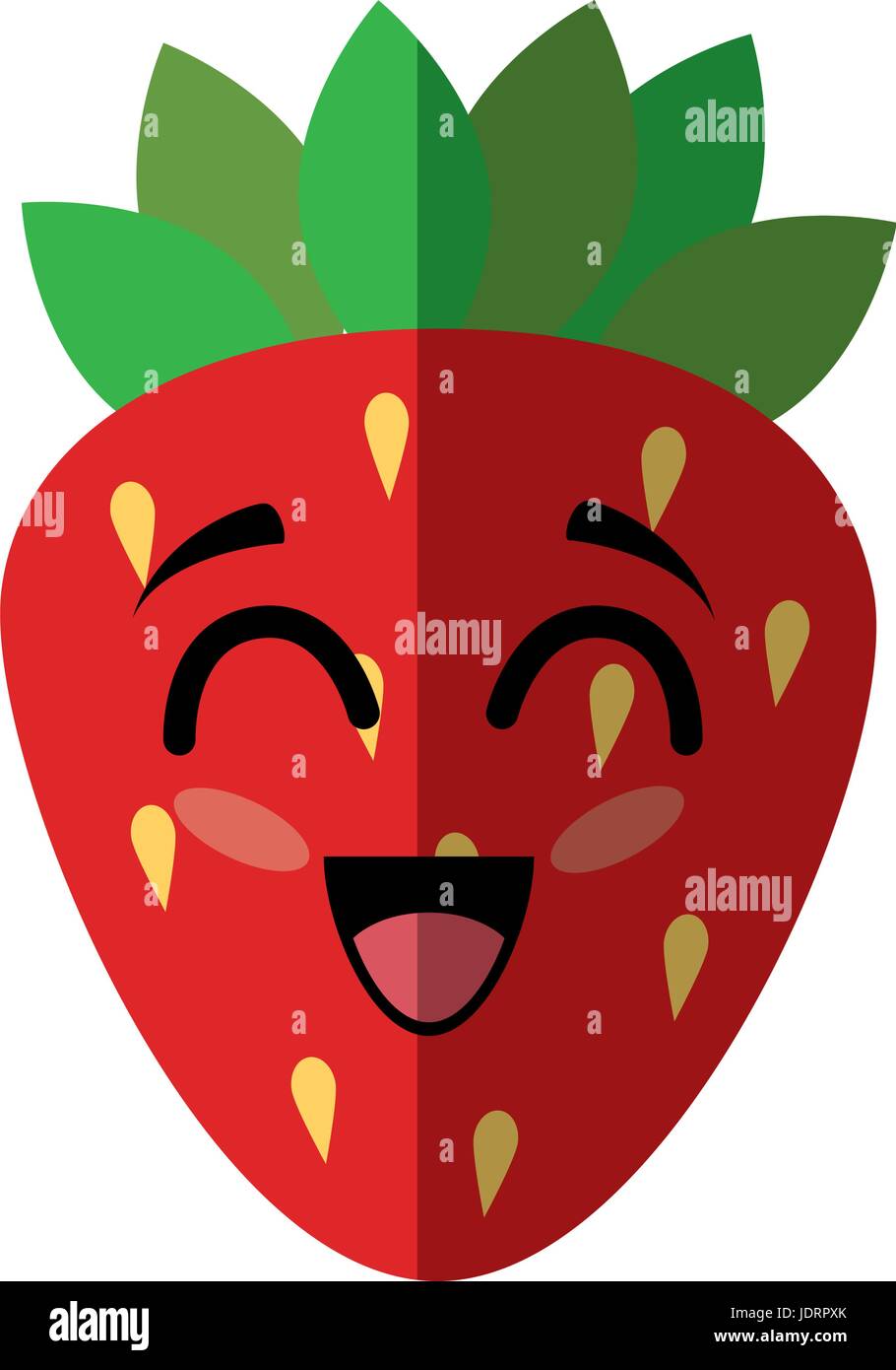 strawberry fruit with cartoon face icon over white background vector ...