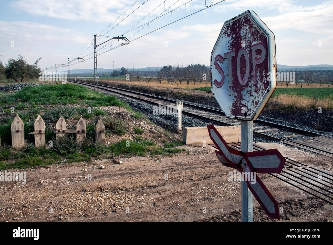 Level crossing without barrier hi-res stock photography and images - Alamy