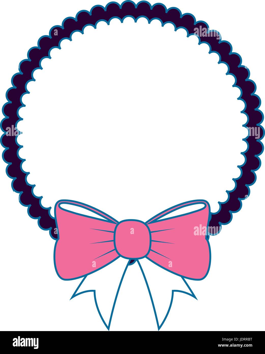 frame with decorative Bow icon over white background vector ...